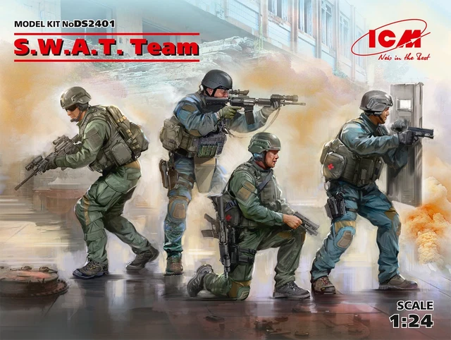 S. W. A. T. Swat Team (4 Figurines) 1:24 Plastique Model Kit Icm EUR 39 ...