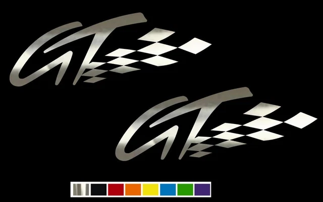 (2) GT CHECKERED Racing Flag Vinyl Decal Set,CUSTOM SIZE COLOR for CARS ...