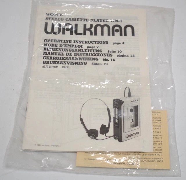 ORIGINAL MANUAL FOR Sony WM-1 Walkman Stereo Cassette Player with ...