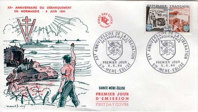 1409+ FDC ENVELOPPE 1er JOUR 20° ANNIVERSAIRE DU DEBARQUEMENT ST MERE EGLISE EUR 4,00 - PicClick IT