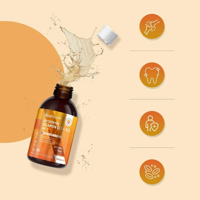 LIPOSOMAL VITAMIN D3 K2 Liquid for Adults | 250ml | Vegan VIT 2000IU ...