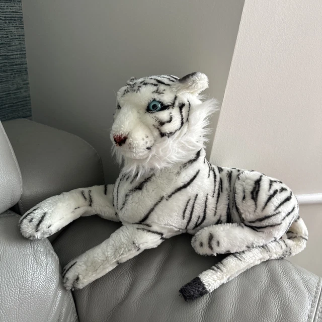 DPL LEEDS LTD soft toy laying down white tiger plush stuffed cuddly 16 ...