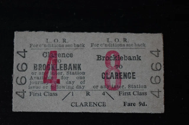 LIVERPOOL OVERHEAD RAILWAY Ticket LOR BROCKLEBANK to CLARENCE No 4664 ...