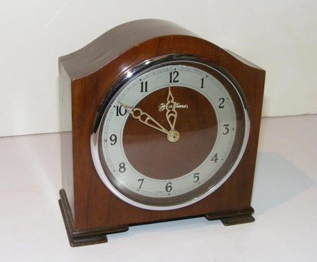 MAHOGANY BENTIMA MANTLE clock with 8 day Davall movement. Working. £30. ...