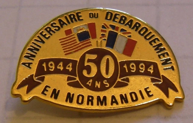 PIN WW2 D DAY LANDING BATTLE of NORMANDY 50th ANNIVERSARY ALLIED FLAGS ...