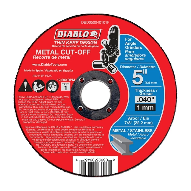 DIABLO THIN KERF Metal Cut-Off 5" Dia x Arbor 7/8" x Type 1 - 10 Pack ...