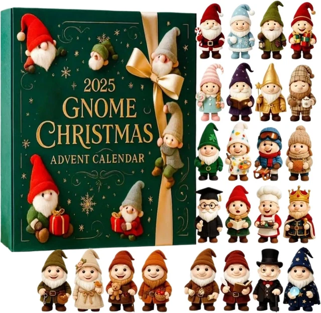 WICHTEL ADVENTSKALENDER 2025 24 Tage Gnomes Deko 2D Acrylgnome Ornamente Weihnac EUR 45,99 ...