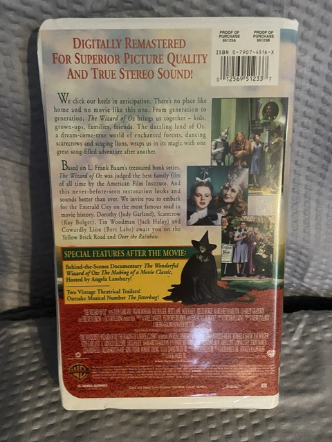 THE WIZARD OF Oz (VHS, 1999, Clam Shell Case) -Judy Garland - Warner ...