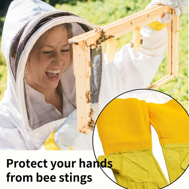1 PAIR ANTI-BEE Sting Gloves Anti-bee Protect Hands Hollow Bee ...