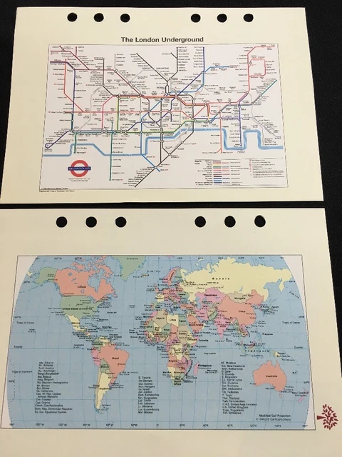 ORGANIZER/FILOFAX MULBERRY PLANNER mappa del mondo e mappa fuso orario ...