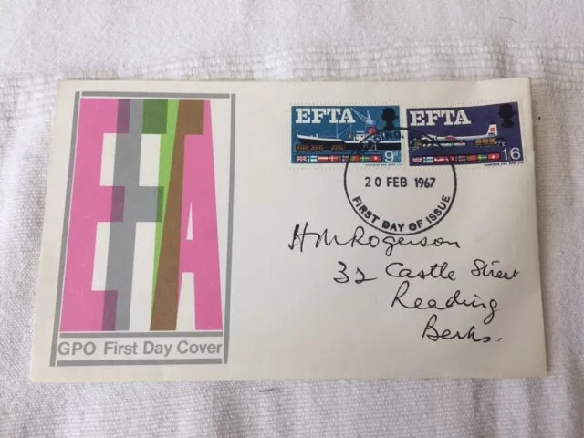 GB FDC 1967 EFTA STAMPS commemorative envelope FDI Reading postmark £1. ...