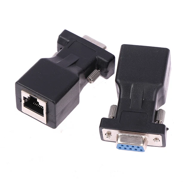 DB9 RS232 MALE/FEMALE To RJ45 Adapter COM Port to LAN Ethernet Port ...