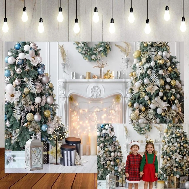 7X5 FT MERRY Christmas Backdrop with Snow Scene, Xmas Tree Wreath Bell ...