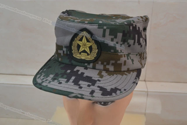 SURPLUS CHINESE ARMY PLA Type07 Green Digital Camo Hat Cap + Army Cap ...