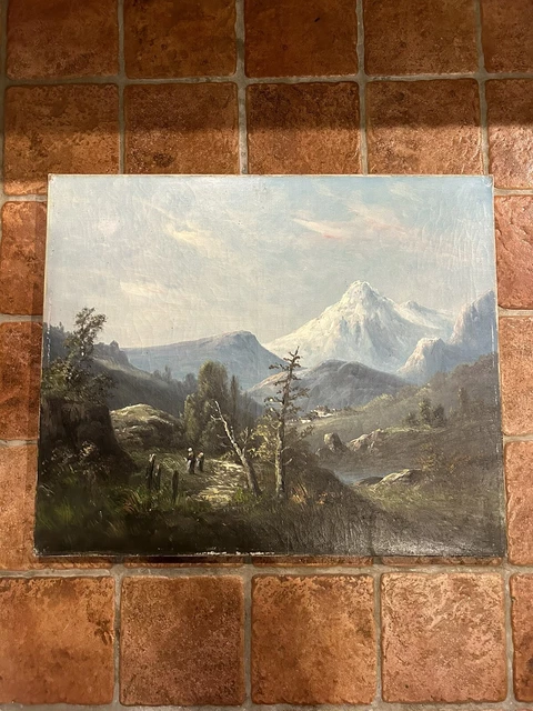 TABLEAU ANCIEN HUILE Sur Toile Peinture Ancienne Cadre Ancien Paysage ...