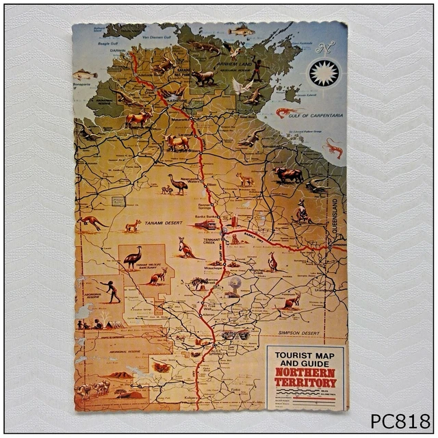 TOURIST MAP AND Guide Northern Territory 1981 Postcard (P818) $4.99 ...