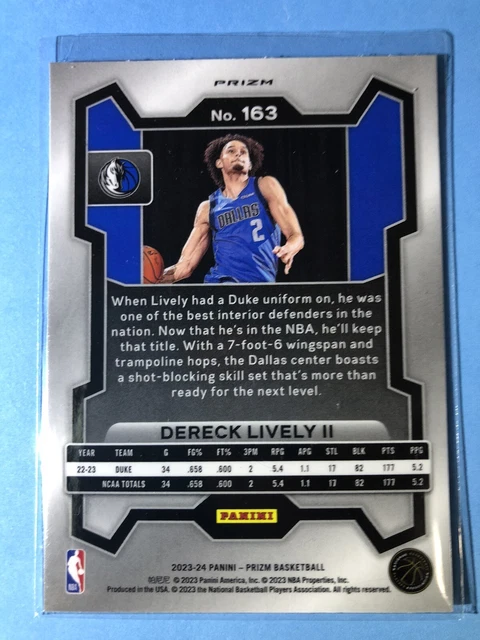 CARTA ROOKIE 2023-24 Prizm Derrick Lively verde Prizm RC SP Dallas ...