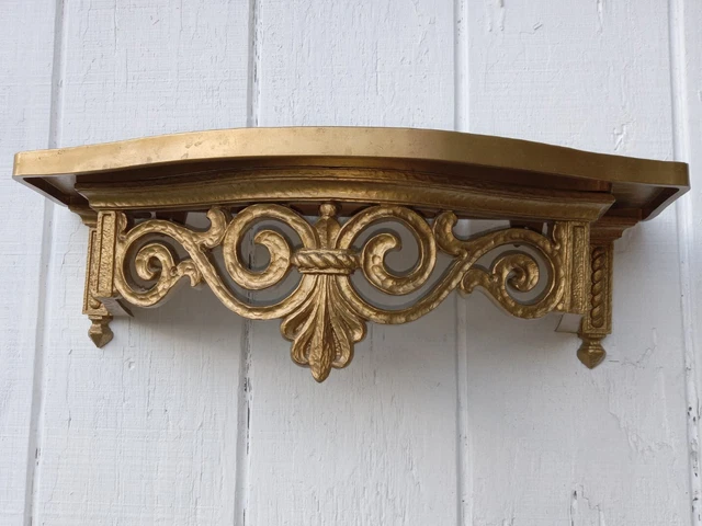 VINTAGE 1969 SYROCO Hollywood Regency Gold Wall Shelf Mid-Century $39. ...