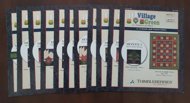 THIMBLEBERRIES VILLAGE GREEN Block Month Quilt Patterns Full Set ...