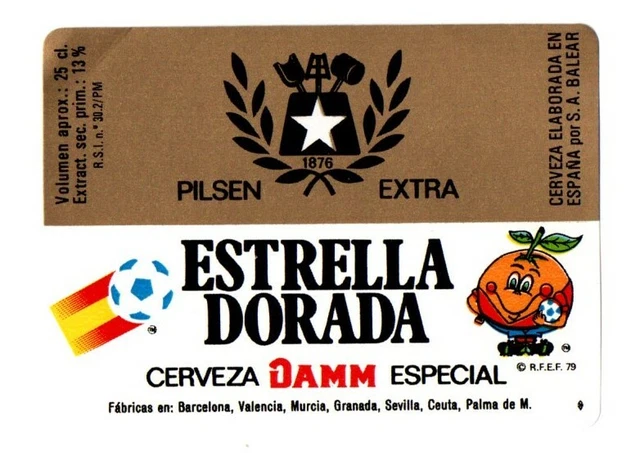 ETIQUETA DE CERVEZA España Beer Old Label Estrella Dorada Damm ...