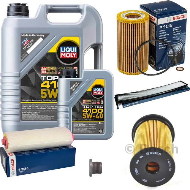 BOSCH INSPECTION SET 6L Liqui Moly Top Tec 4100 5W-40 pour BMW 3er 320d 318d EUR 130,32 ...