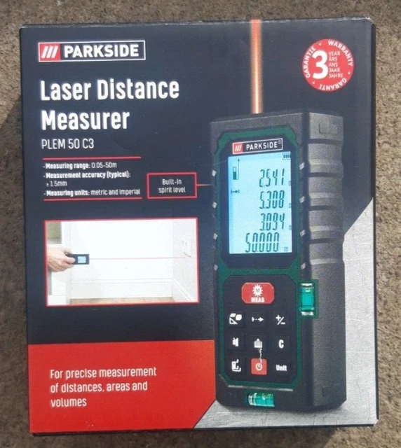 PARKSIDE RANGE FINDER PLEM 50 C3 Laser Distance Measurer £15.95 ...