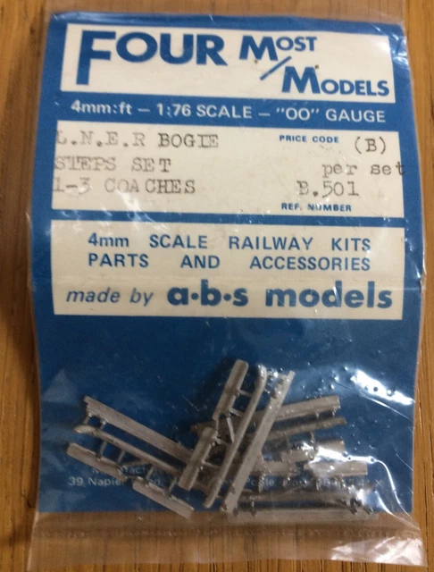 4MM OO GAUGE Four Most Models LNER Bogie steps set 1-3 coaches ref B501 ...
