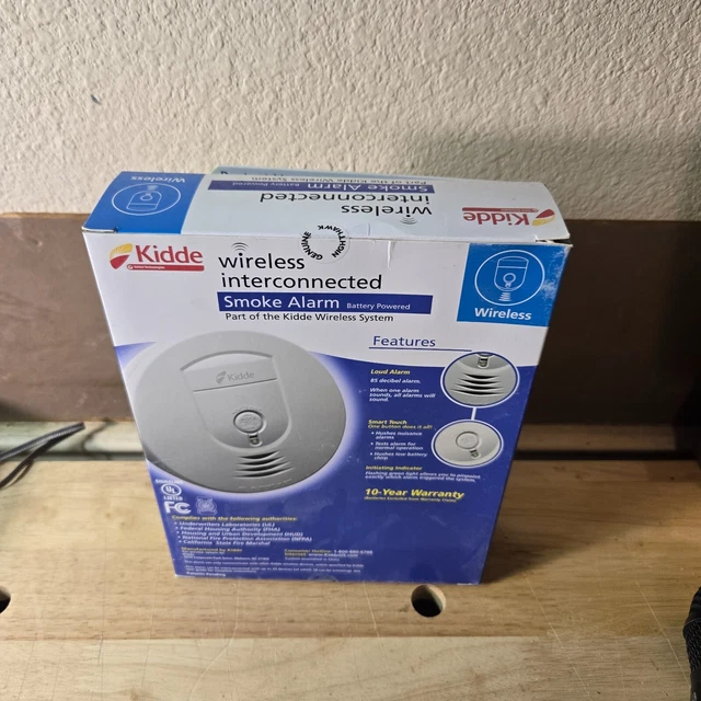 KIDDE BATTERY OPERATED Wireless Interconnect Smoke Detector Alarm RF-SM ...