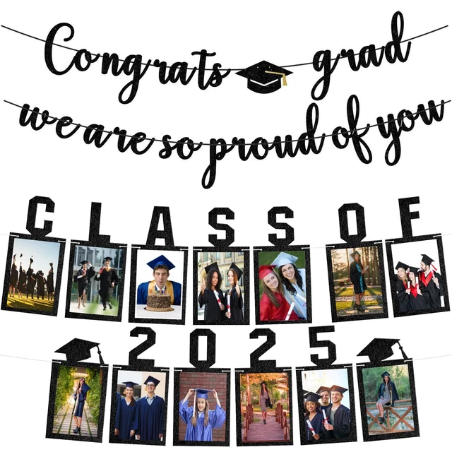 2025 GRADUATION PHOTO Banner - Class of 2025 Decorations with "Congrats ...