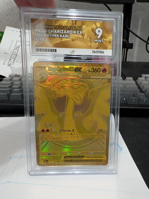 POKÉMON TCG PHANTASMAL Flames Mega Charizard X ex Gold 130/094 ACE 9 ...