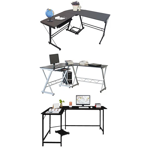 L-SHAPE CORNER COMPUTER Desk Laptop PC Table Workstation Study Home ...