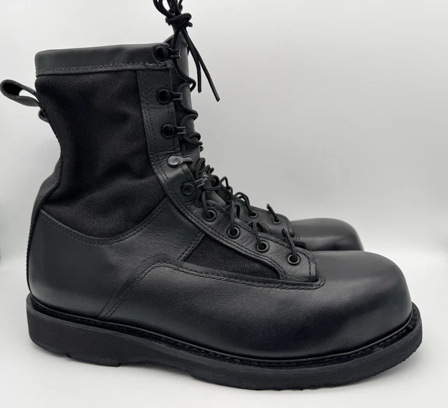 BATES STEEL TOE Military Work Boots Black Leather Vibram Gore-Tex Men's ...