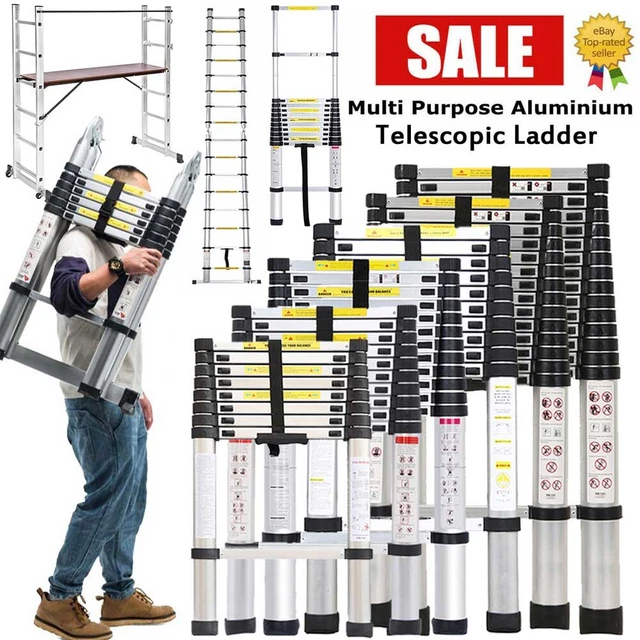 3.2M/3.8M/5.2M/6.2M ALUMINIUM TELESCOPIC Folding Ladder Extendable Step ...