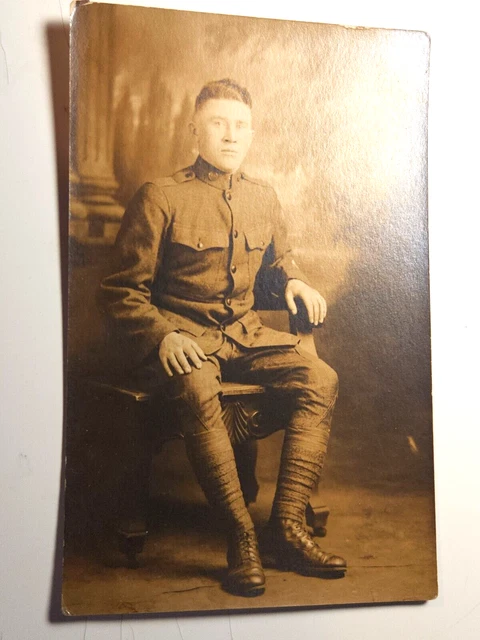 (X50) 1918 U.S. Army WW1 RPPC of Soldier in Uniform - Nice, and Clear ...