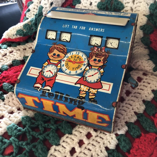VINTAGE TIN TOY 1950’s Wolverine Telling Time Educational For Kids Game ...
