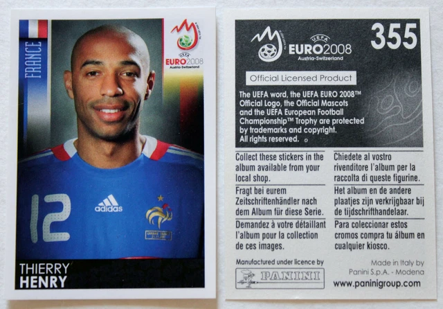 PANINI SOCCER STICKER Card THIERRY HENRY No. 355 EURO 2008 MATT RARE! £ ...