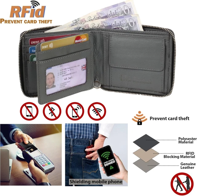 STARHIDE MEN’S FULL Zip Around RFID Blocking Wallet Genuine Nappa ...