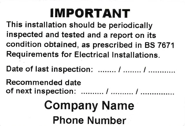 MINI PERSONALISED ELECTRICAL Periodic Test Inspection Labels-Stickers £ ...