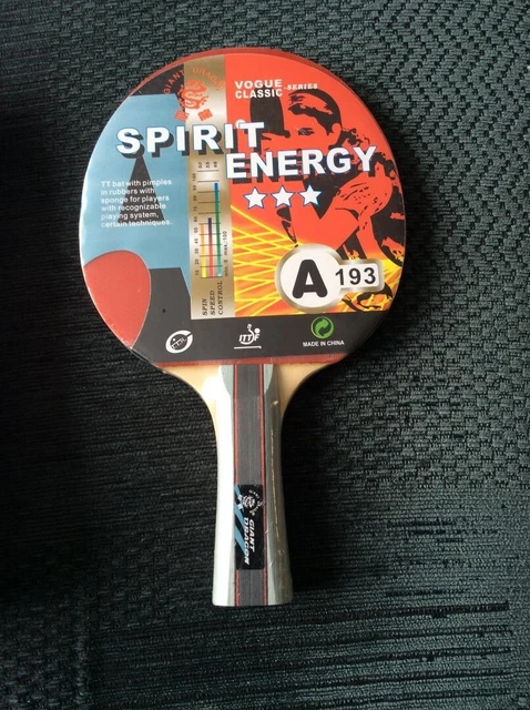 GIANT TABLE TENNIS Bat/Paddle Dragon Vogue Spirit Energy A193 BRAND NEW ...