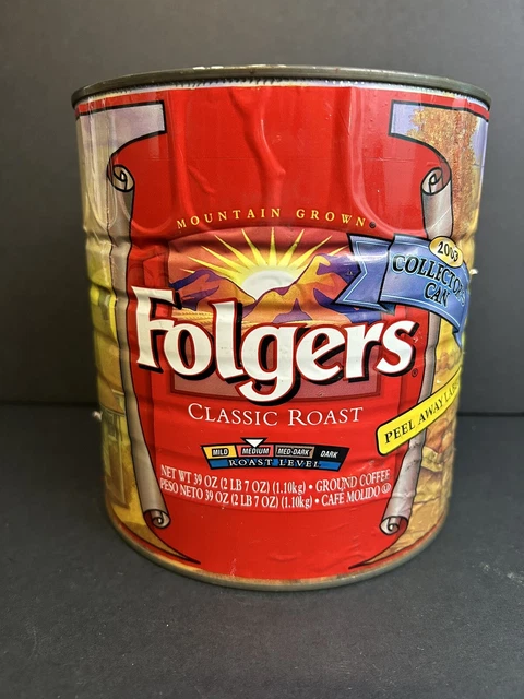 RARE FOLGERS 39OZ Collectors Edition Coffee Can Peel Away Label Harvest ...