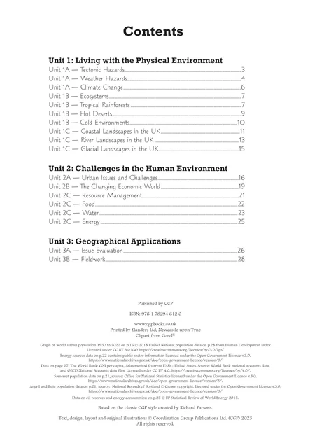 GCSE GEOGRAPHY AQA Answers (For Workbook) (CGP AQA GCSE Geography) £4. ...