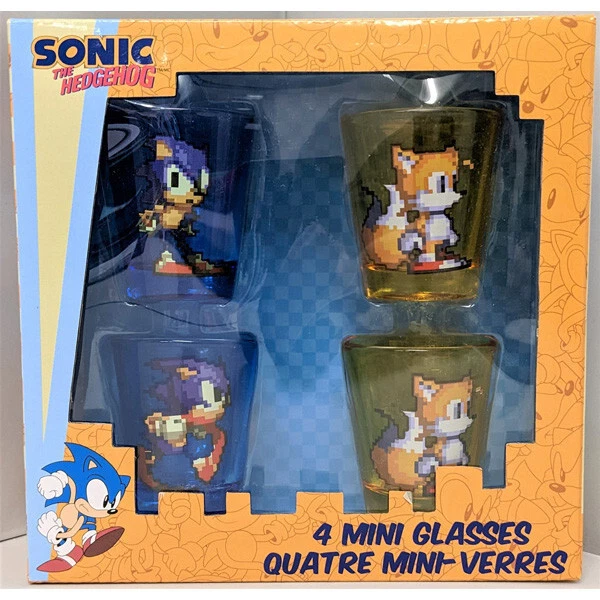 SONIC THE HEDGEHOG Sonic & Tails 16-Bit Colour Shot Glasses Set of 4 ...