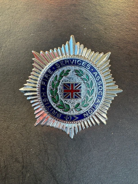 OBSOLETE BRITISH FIRE Services Association BFSA Enamel Cap Hat Uniform ...