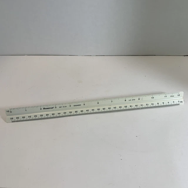STAEDTLER 987 19-34 Architect Scale Triangle Drafting 12" Ruler White ...