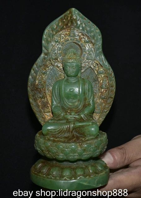 7.2 &ANCIENNE STATUE chinoise de Bouddha Shakyamuni en jade vert naturel EUR 186,00 - PicClick FR