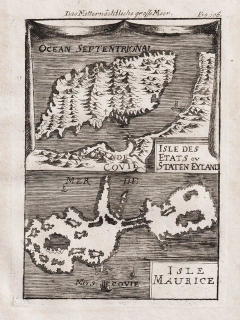 CARTE DE L'ÎLE Mestniy, L'Île Dolgi, Mer De Kara, Russie, Mallet 1719 ...
