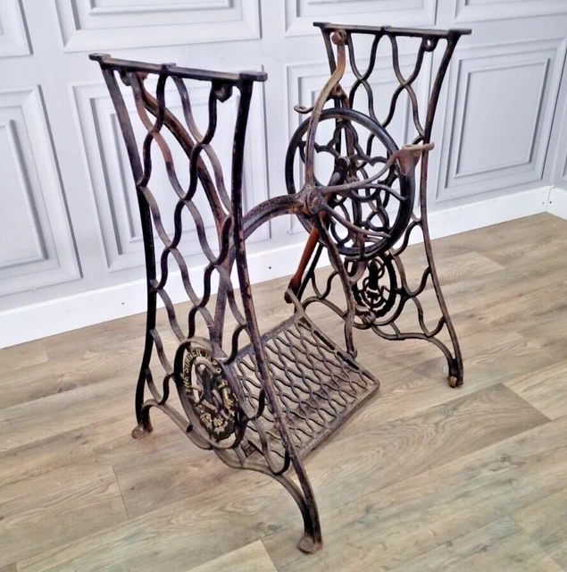 ANTIQUE CAST IRON Singer Sewing Machine Treadle Table Base - Industrial ...