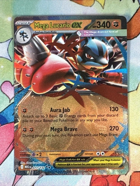 POKÉMON TCG MEGA Evolution Mega Lucario EX #077/132 Double Rare Holo ...