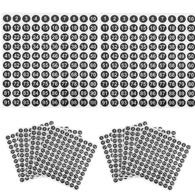 50 SHEETS NUMBER Stickers for Organizing Identification Labels Round ...