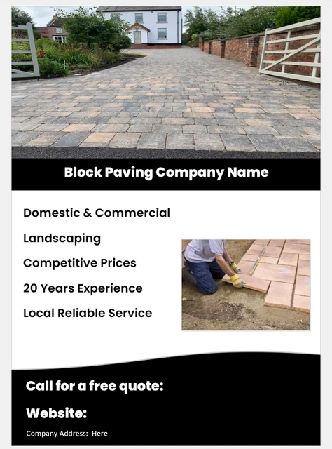 LANDSCAPING BUSINESS, LEAFLET Template, Block Paving Flyer Fully ...